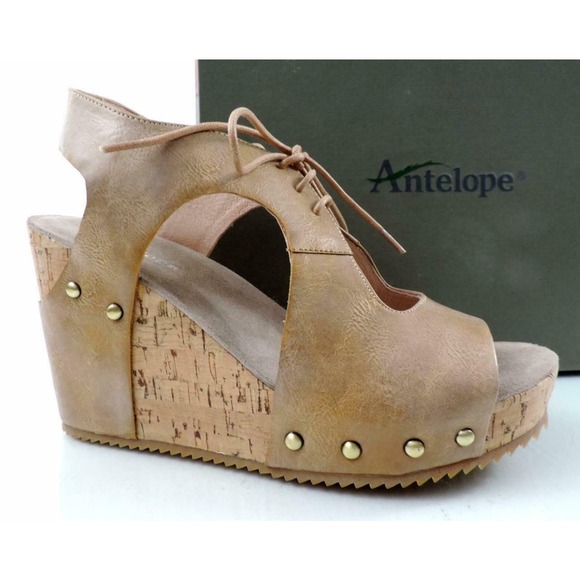 Antelope | Shoes | Antelope 72 Lace Up Cutout Platform Wedge Sandals ...
